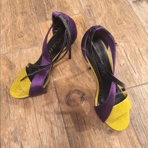 Shoe Dazzle | Shoes | Shoe Dazzle Purple Yellow Heels Dejah | Poshmark